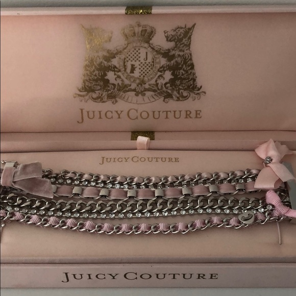 Juicy Couture | Jewelry | Juicy Couture Silver Ribbon Rhinestone ...